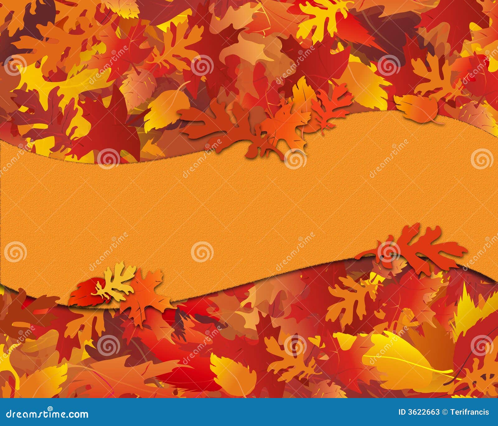 Fall Foliage Notecard with Banner Stock Illustration - Illustration of ...