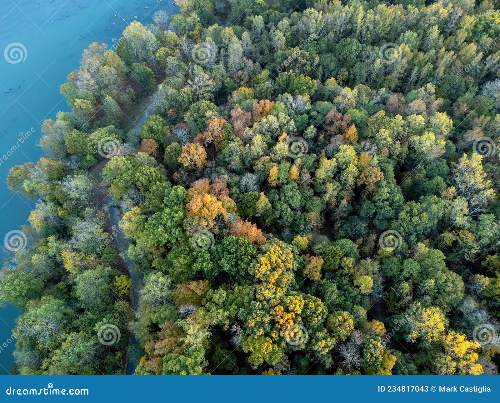 Fall Foliage and River Aerial View Stock Image - Image of pathway ...