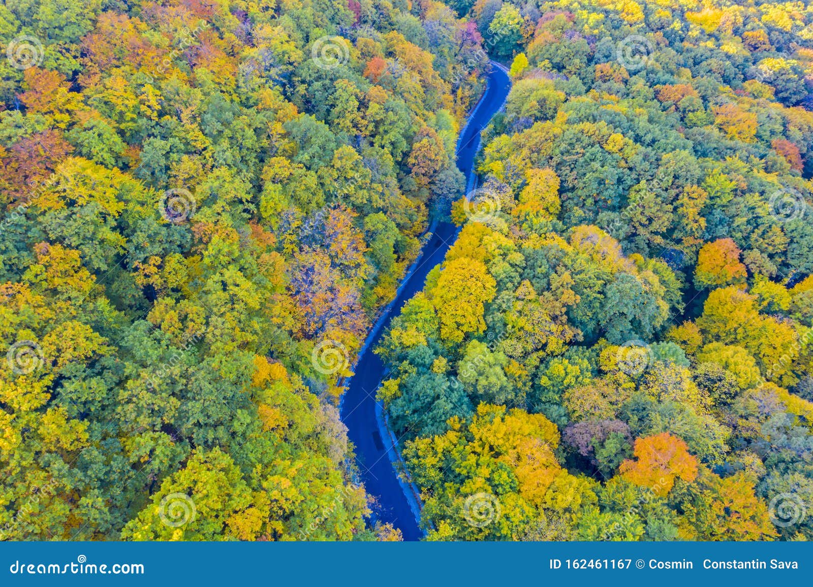 Fall Forest Road from Above Stock Image - Image of journey, colors ...