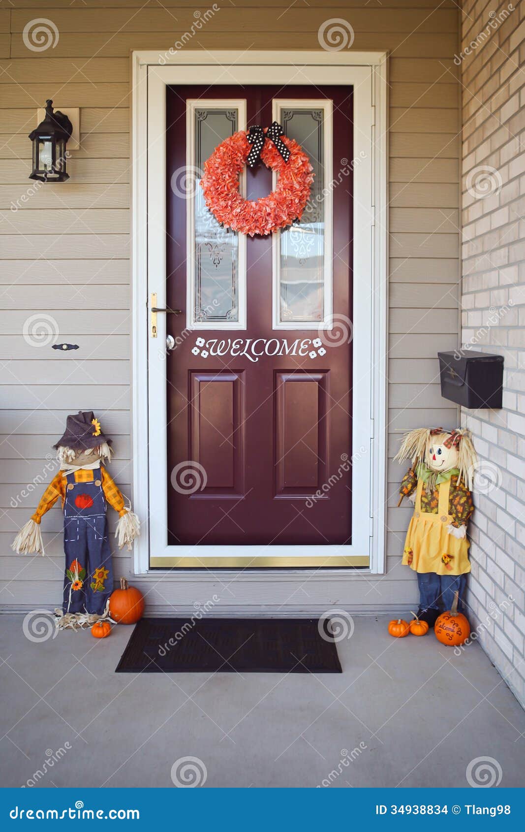 Fall front door stock photo. Image of decorated, thanksgiving - 34938834