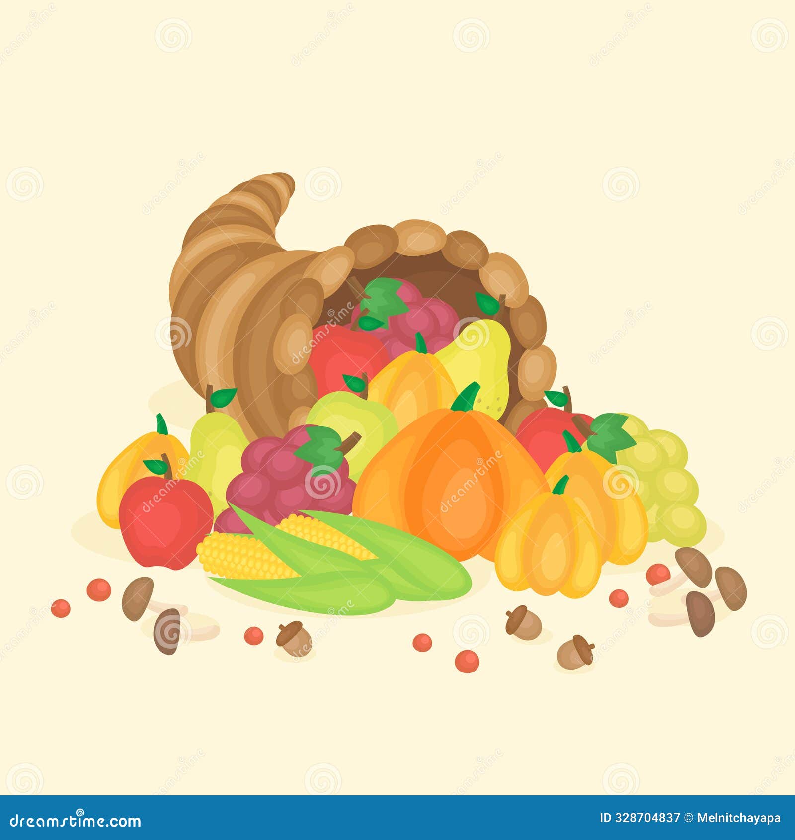 Fall fruit cornucopia 1 stock illustration. Illustration of cartoon ...