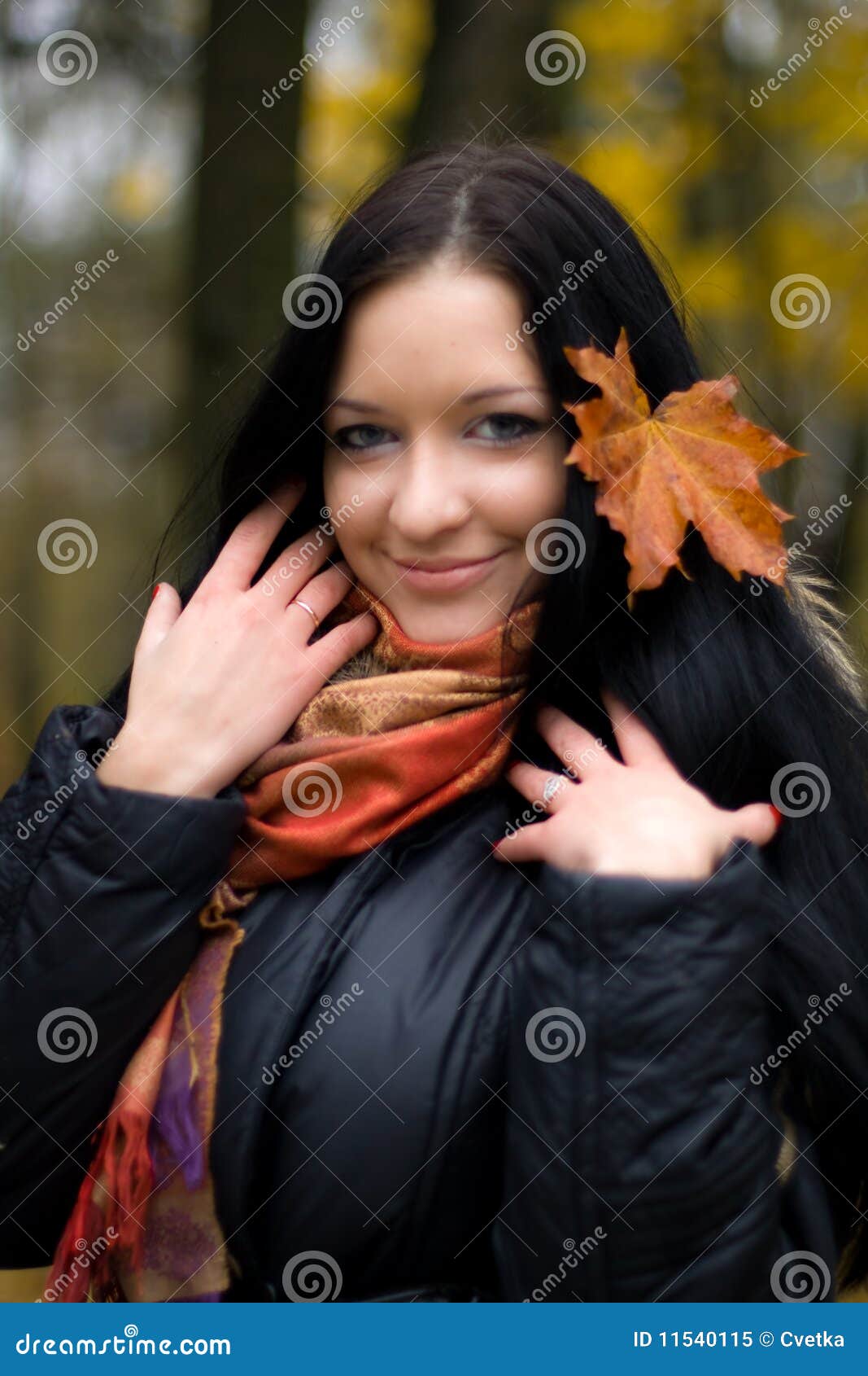Fall girl stock image. Image of expression, bouquet, gloved - 11540115