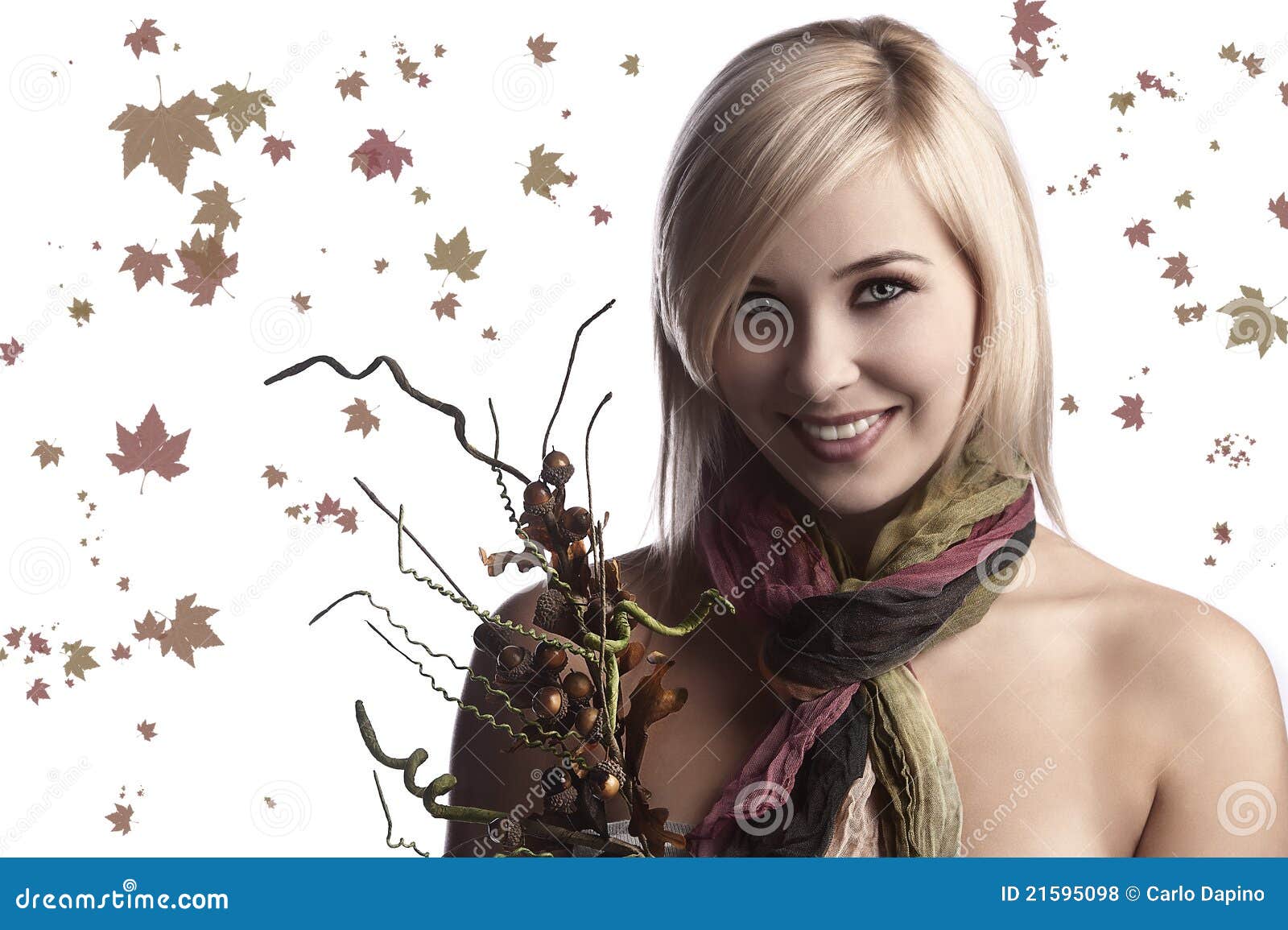 The fall girl with bouquet stock photo. Image of charming - 21595098