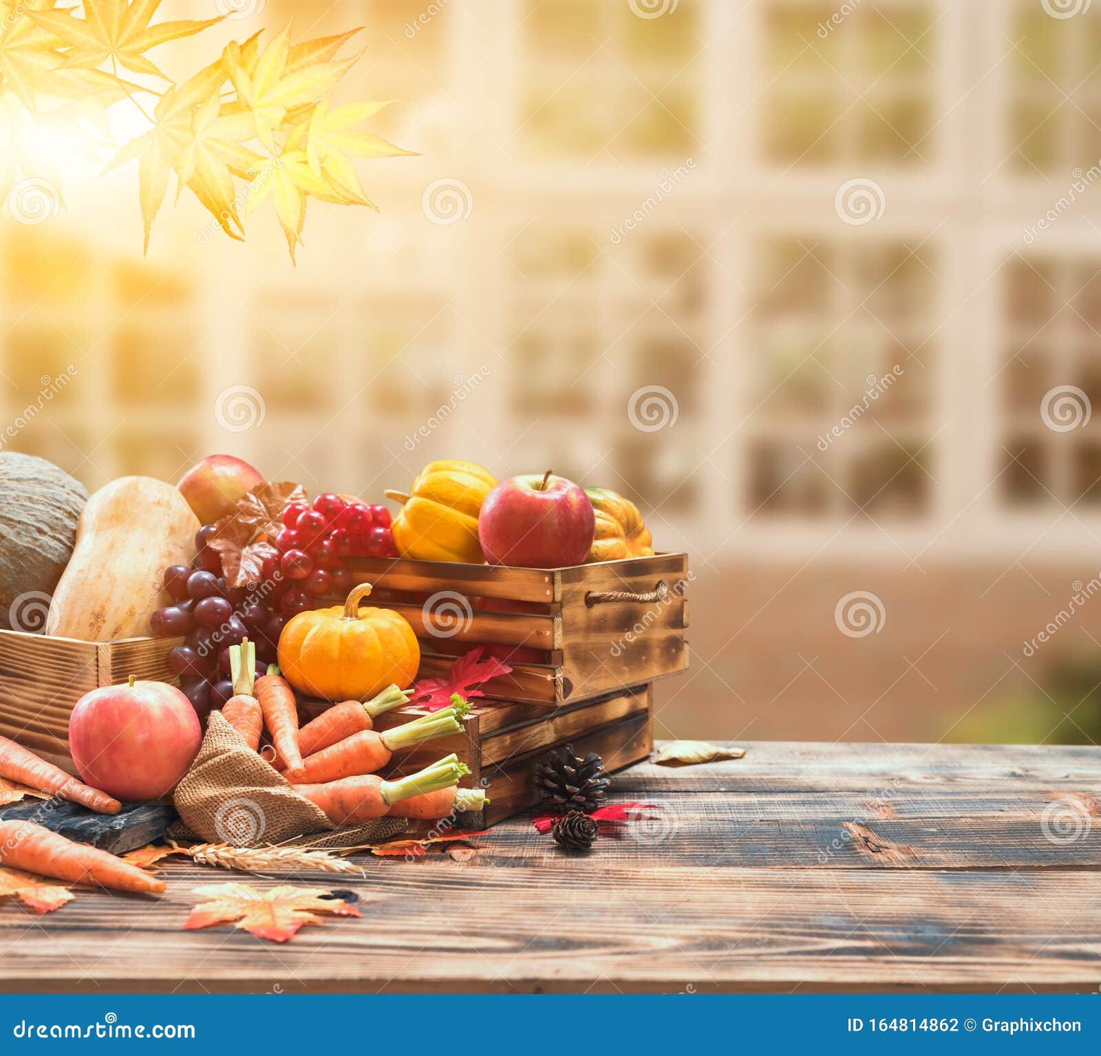 Fall Harvest Cornucopia. Autumn Season with Fruit and Vegetable Stock ...