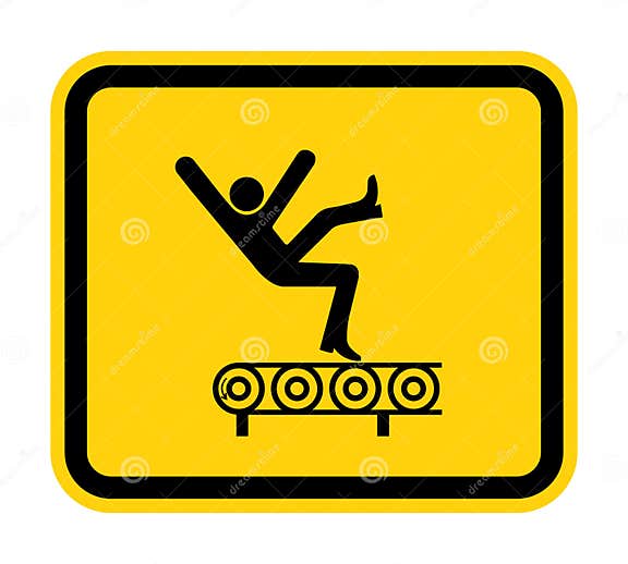 Fall Hazard from Conveyor Symbol Sign Isolate on White Background ...