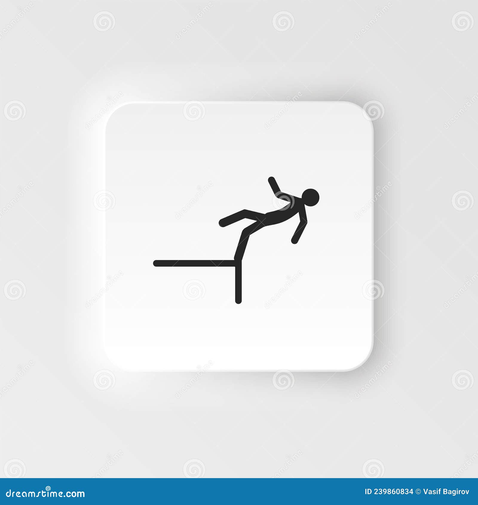 Fall from Height Vector Neumorphic Icon Illustration Isolated . Heights ...
