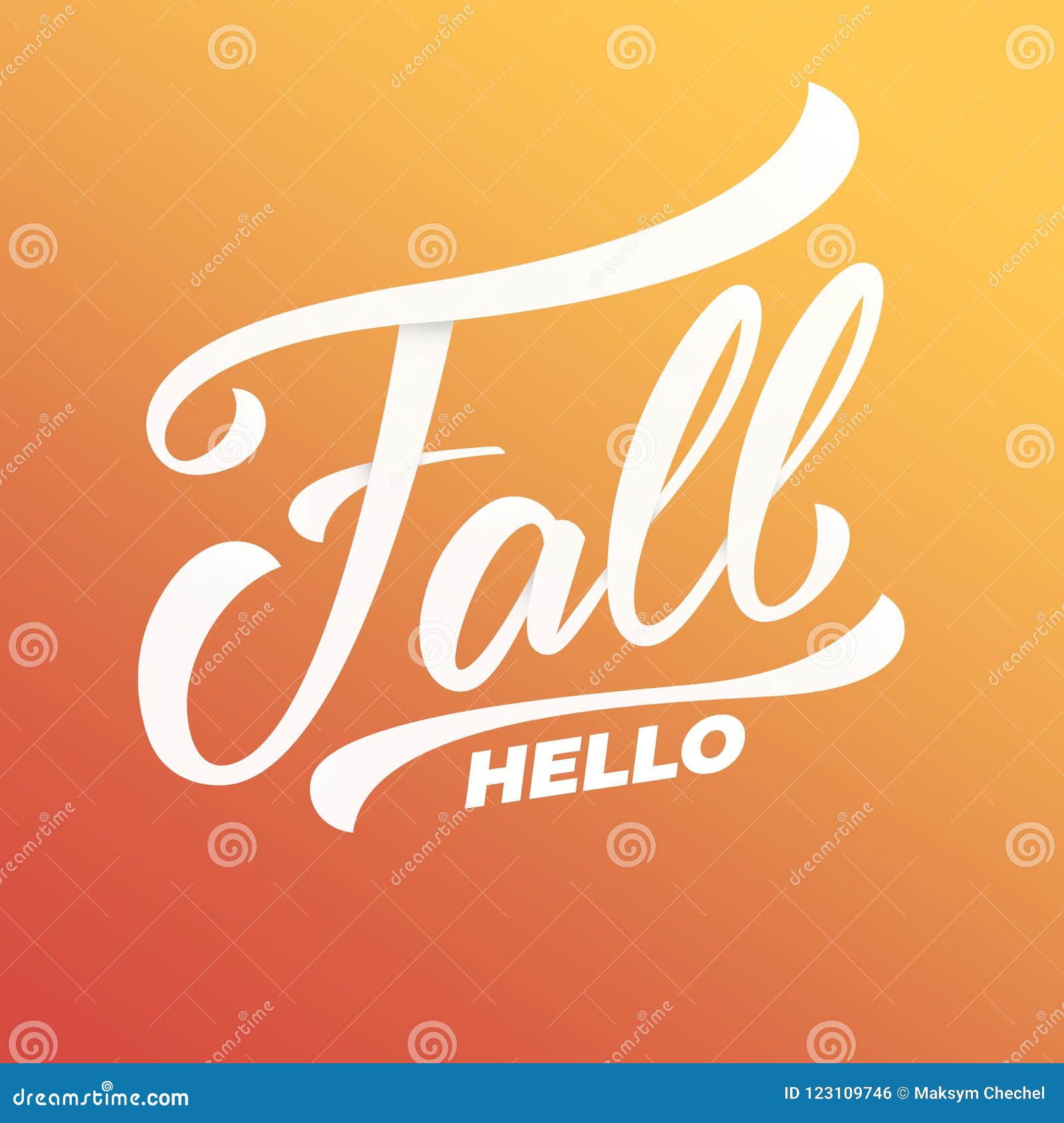 Fall Hello. Hand Lettering Calligraphy Fall Hello Stock Vector ...