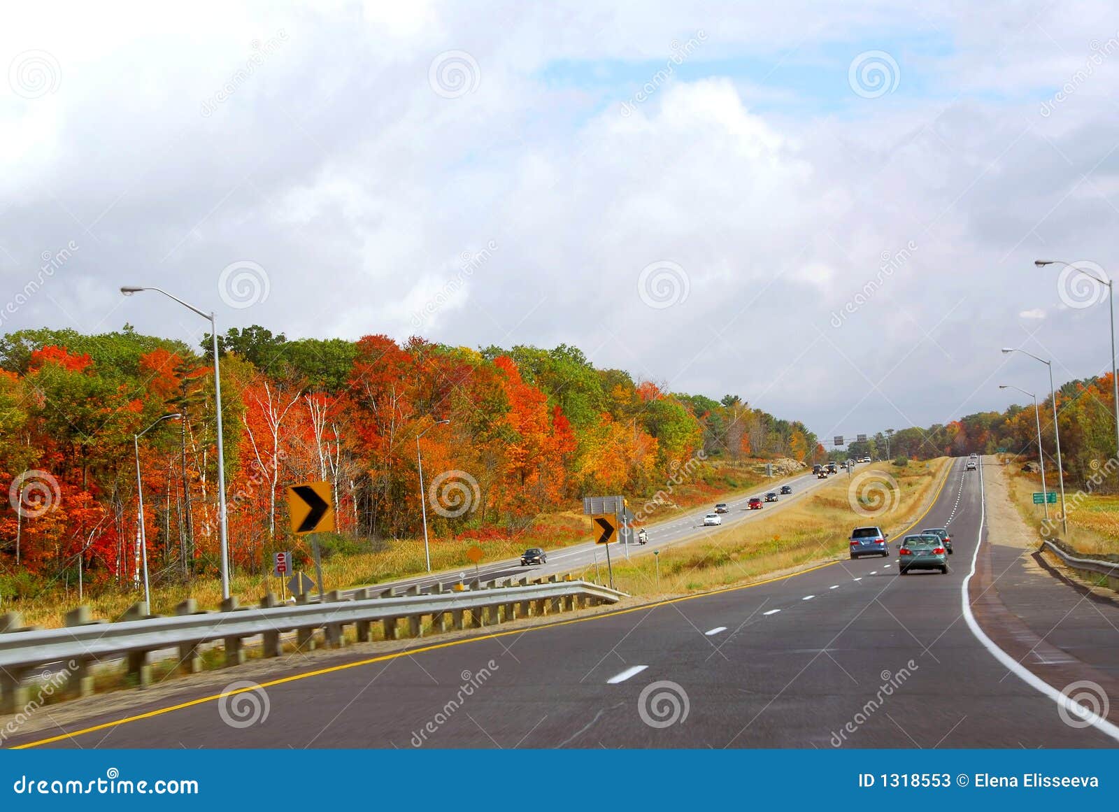 Fall highway stock image. Image of auto, cloudy, highway - 1318553