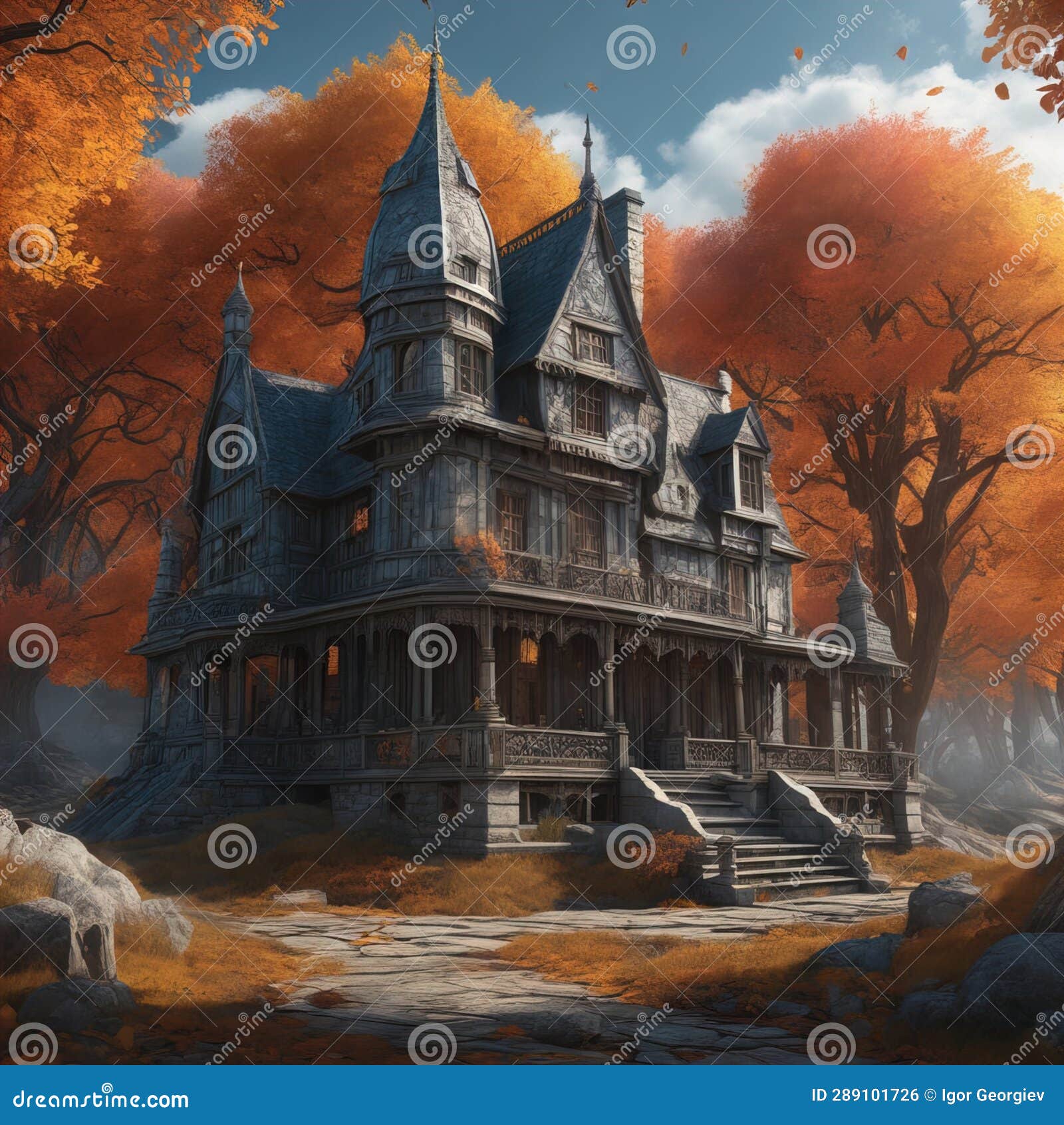 The Fall of the House of Usher Stock Illustration - Illustration of ...