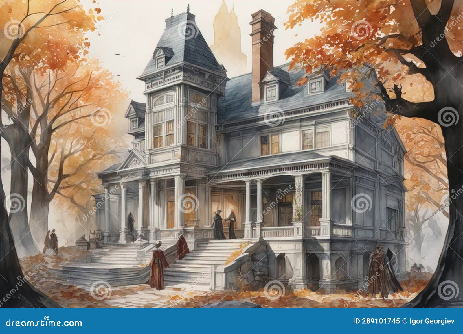 The Fall of the House of Usher Stock Illustration - Illustration of ...
