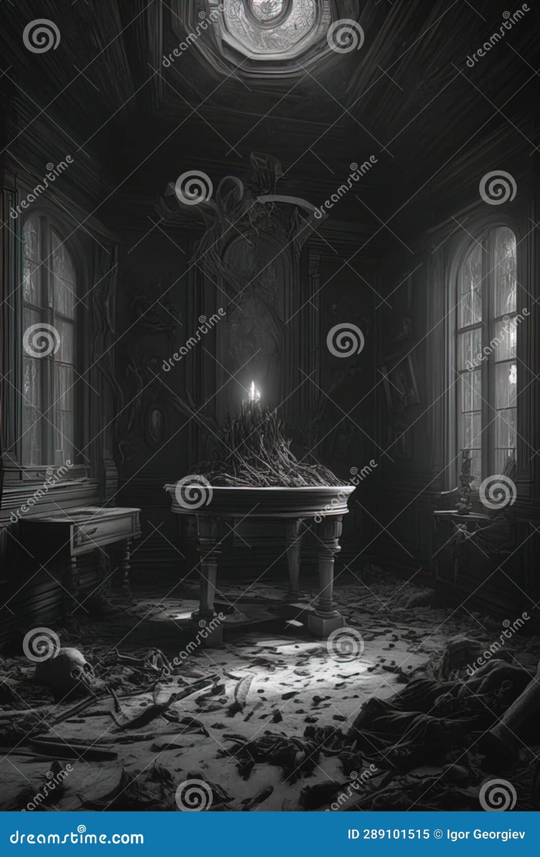 The Fall of the House of Usher Stock Illustration - Illustration of ...