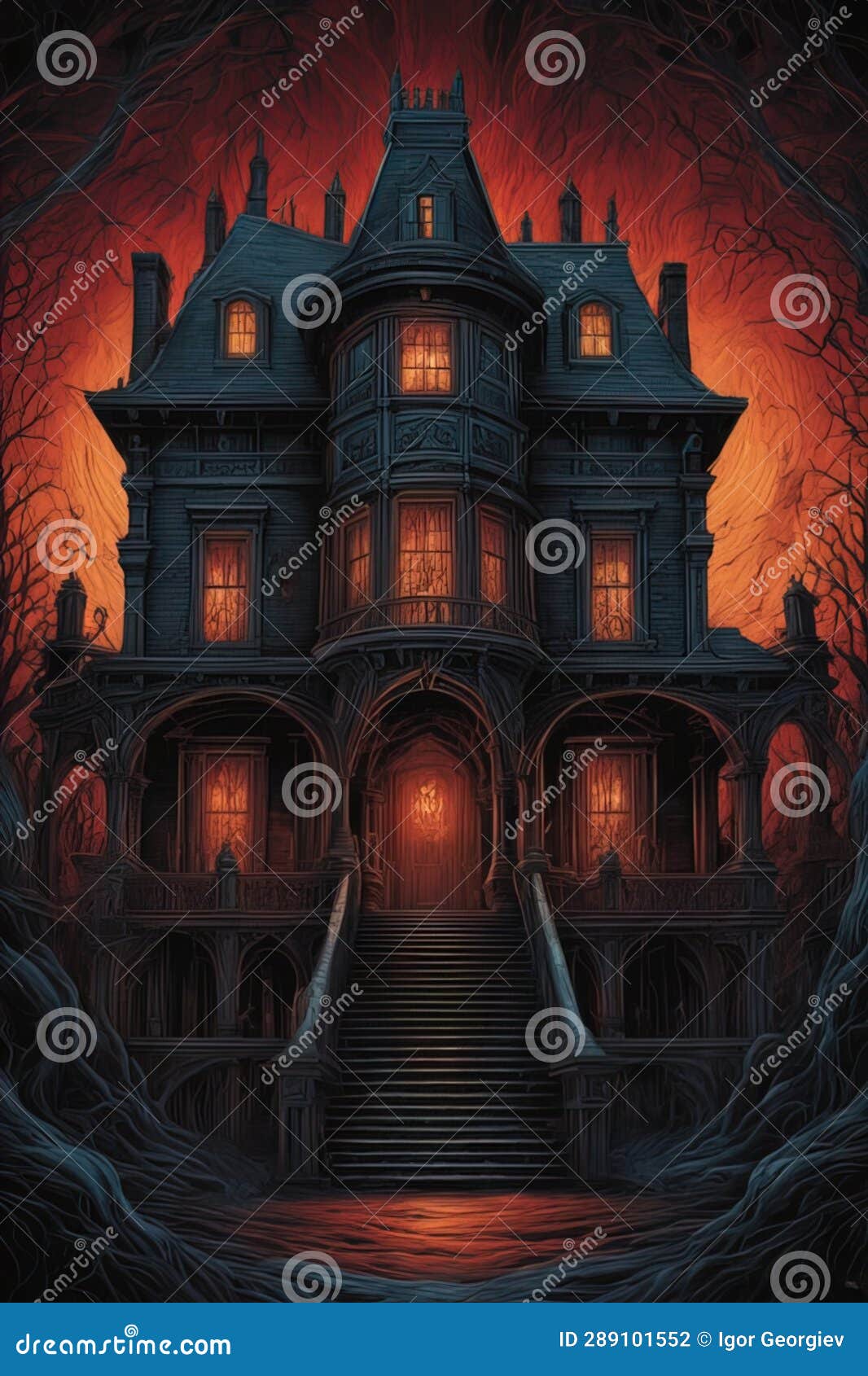 The Fall of the House of Usher Stock Illustration - Illustration of ...