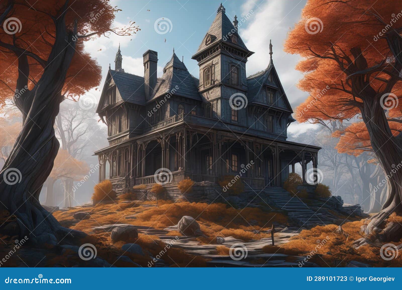 The Fall of the House of Usher Stock Illustration - Illustration of ...