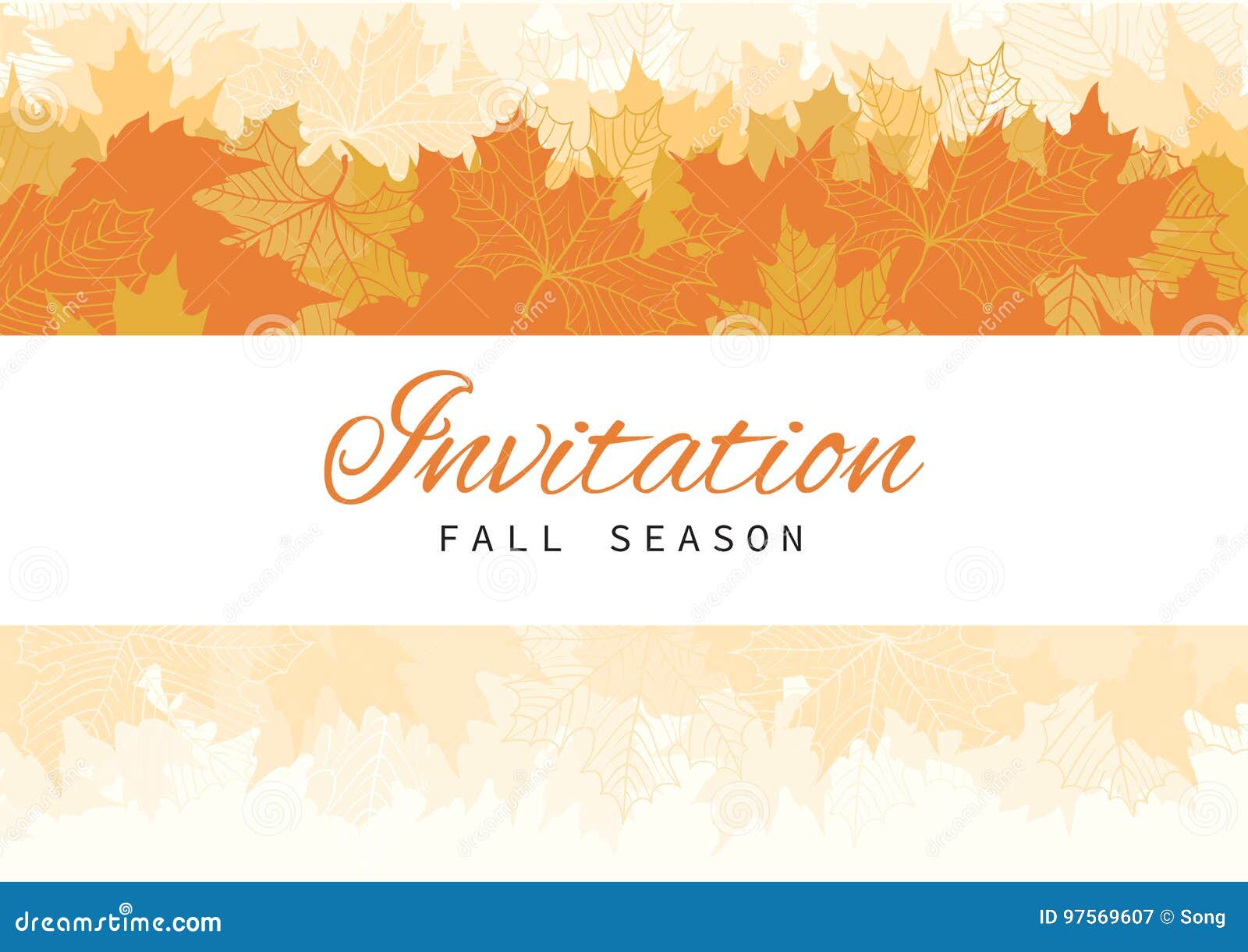 Fall Invitation Card Design with Leaves Stock Vector - Illustration of ...