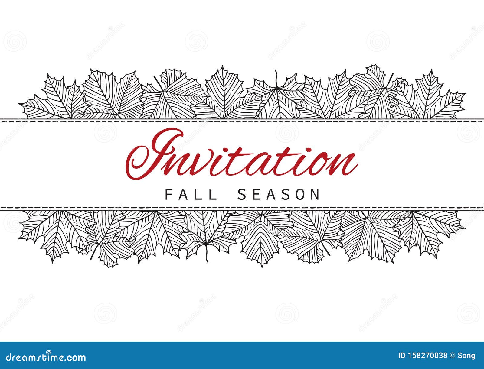 Fall Invitation Card Design with Leaves on White Background Stock ...