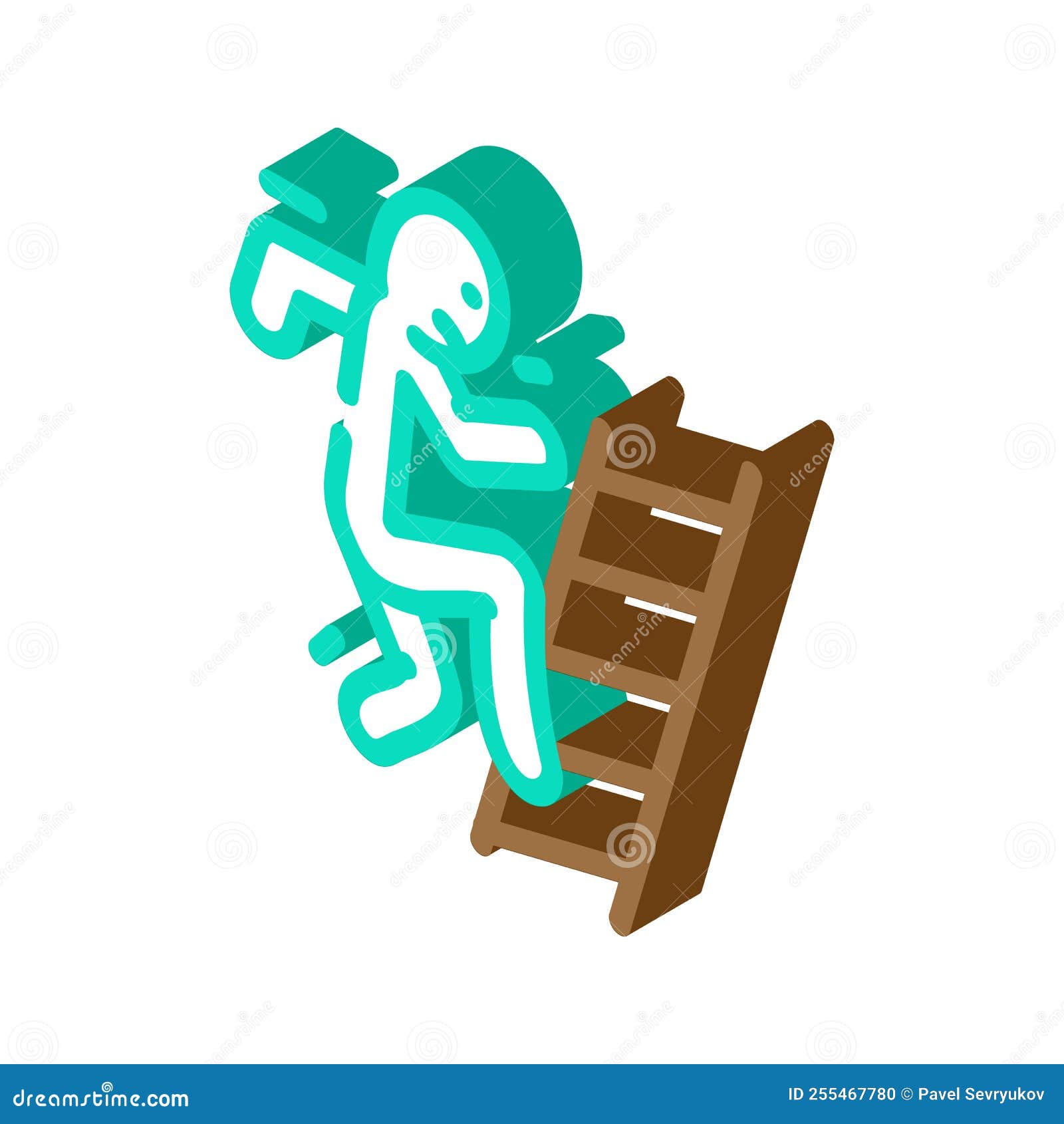 Fall Ladder Accident Isometric Icon Vector Illustration Stock Vector ...