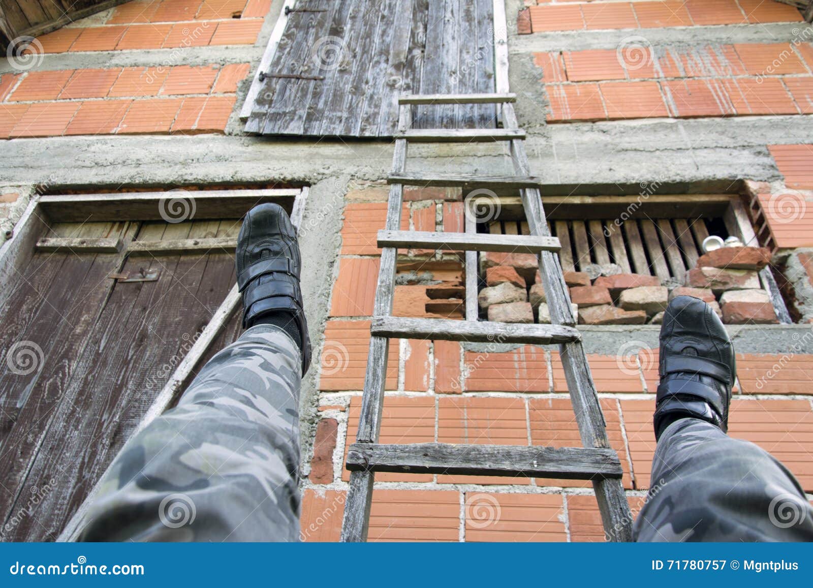 Fall from the ladder stock image. Image of leaning, pain - 71780757