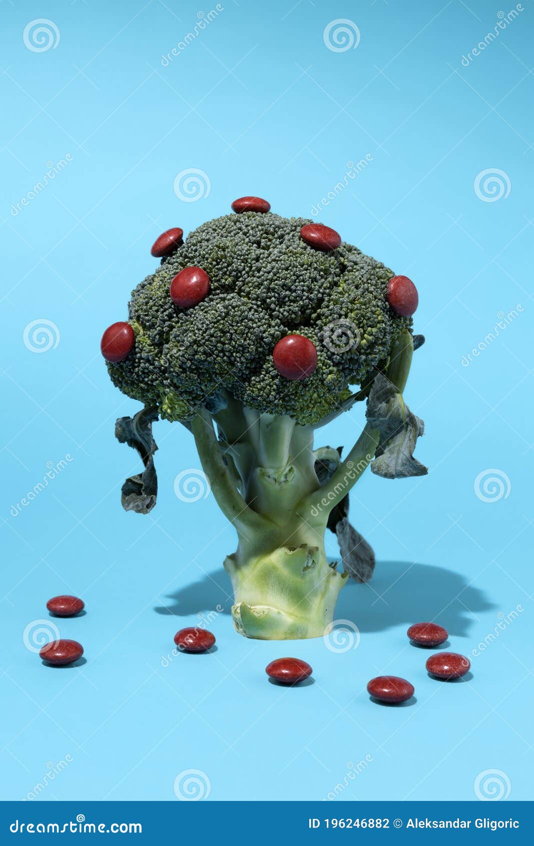Fall Layout Made of Broccoli Tree with Red Apples Stock Photo - Image ...