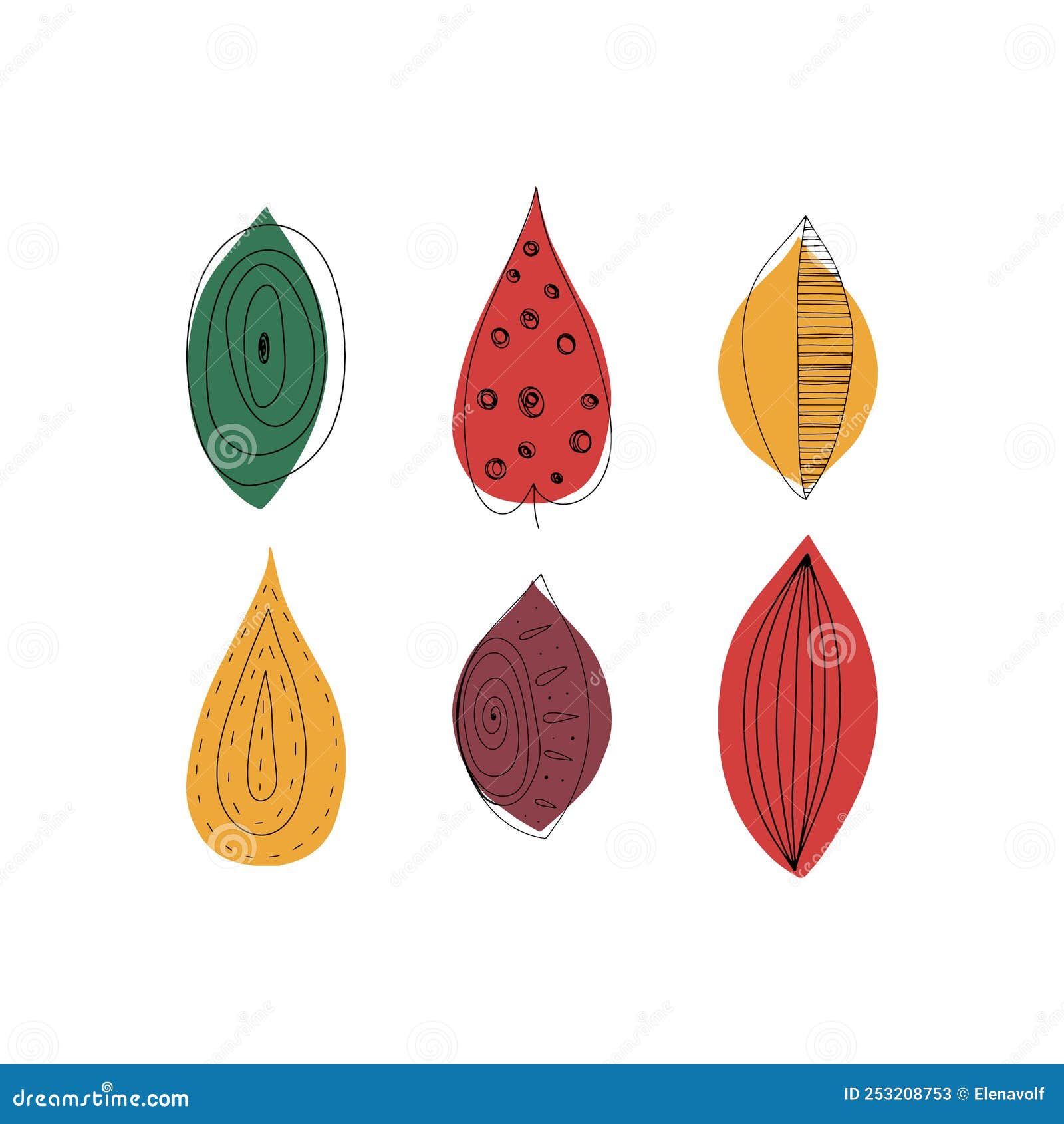 Fall Leaf Icon Vector Illustration. Hand Drawn Colorful Design ...