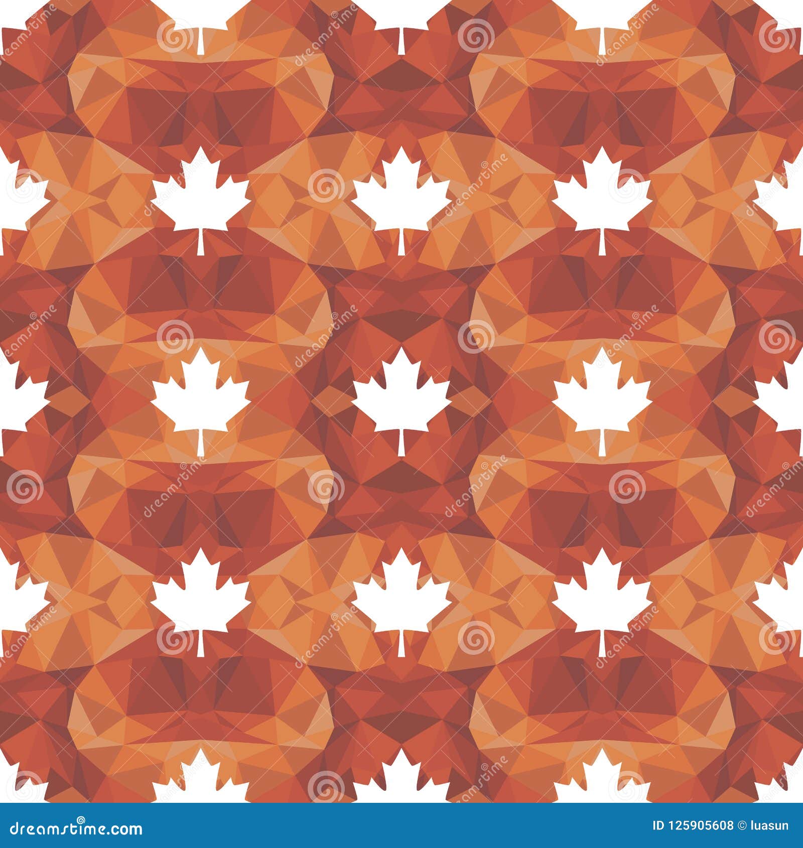 Maple Fall Leaf Canadian Seamless Pattern Abstract Polygonal Style ...