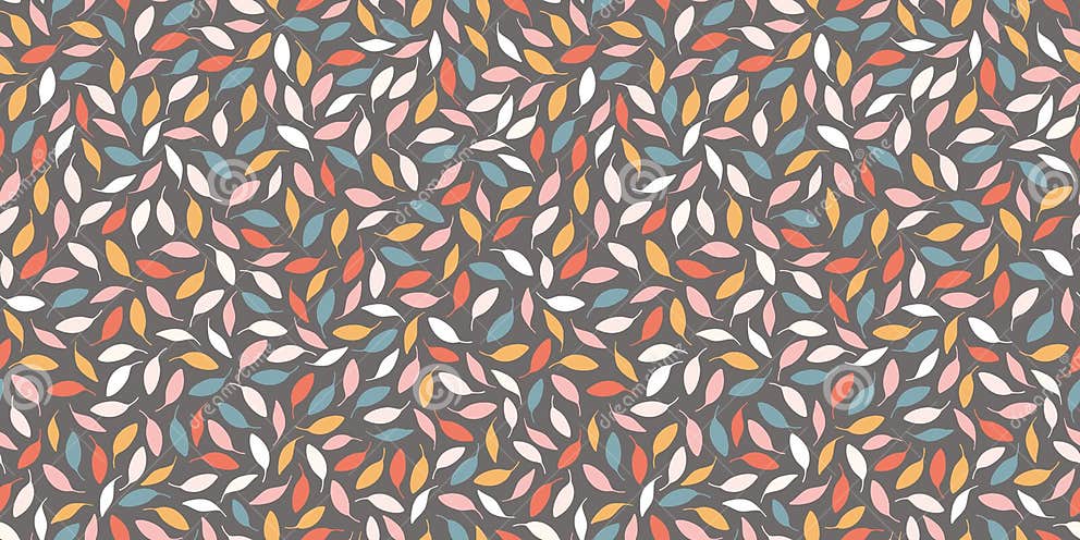 Fall Leaf Pattern Background. Vector Seamless Repeat Border of Tossed ...