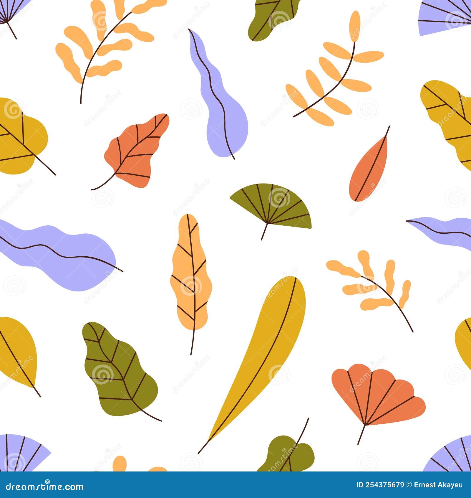 Fall Leaf Pattern. Seamless Background, Texture Design with Autumn ...