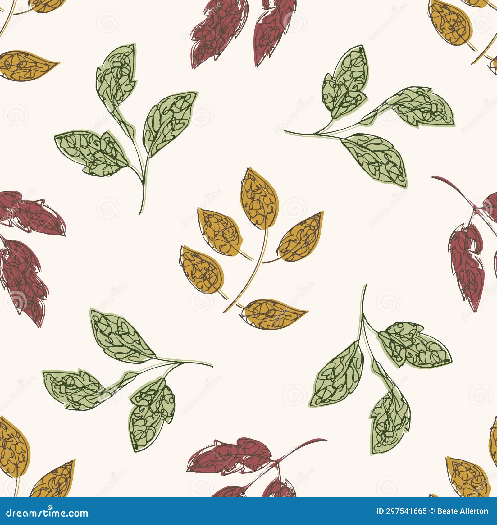 Fall Leaf Vector Seamless Background Pattern. Autumn Background with ...