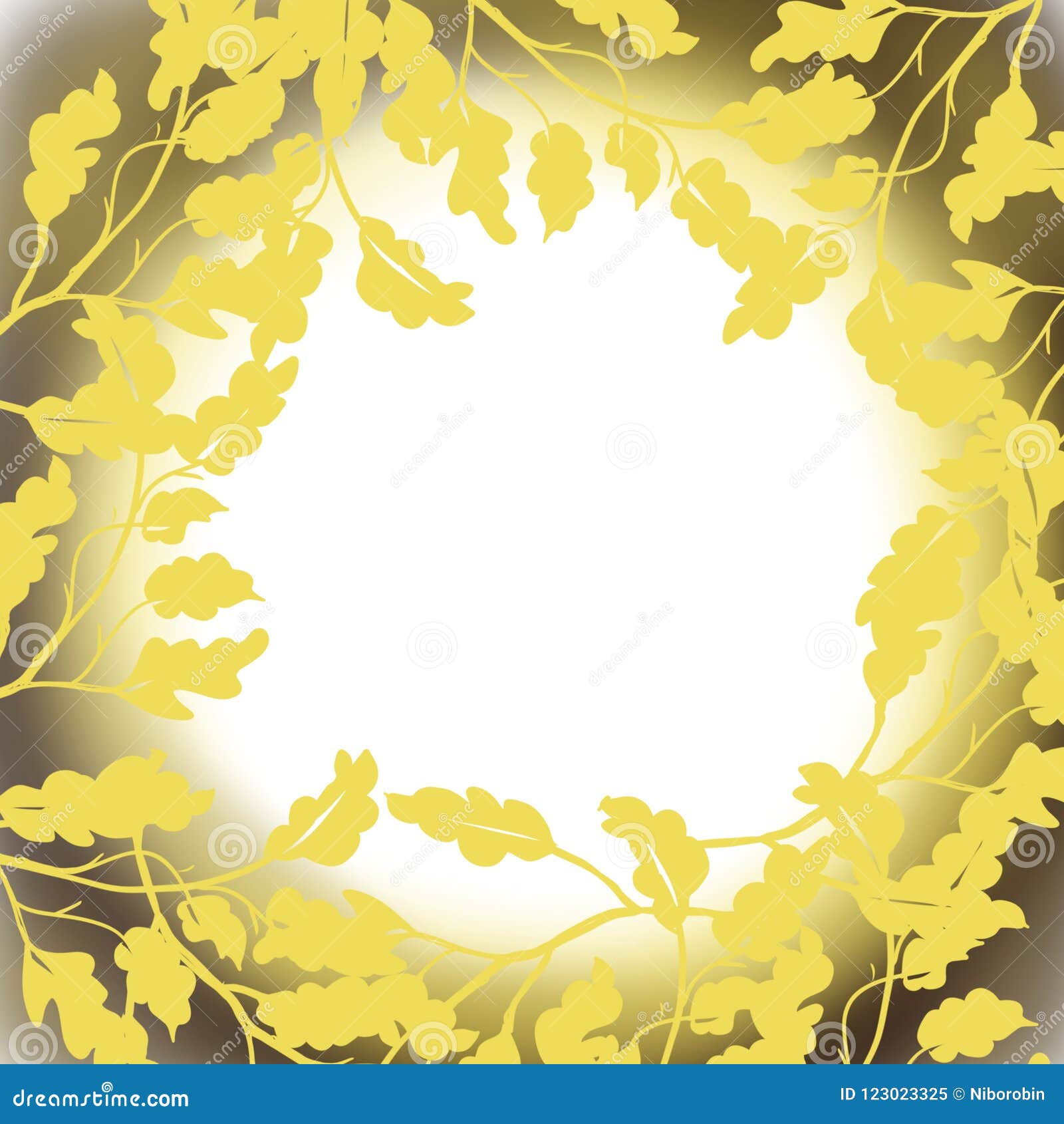 Fall Leaf Wreath of Yellow Leaves on Distressed Edge Circular Border in ...