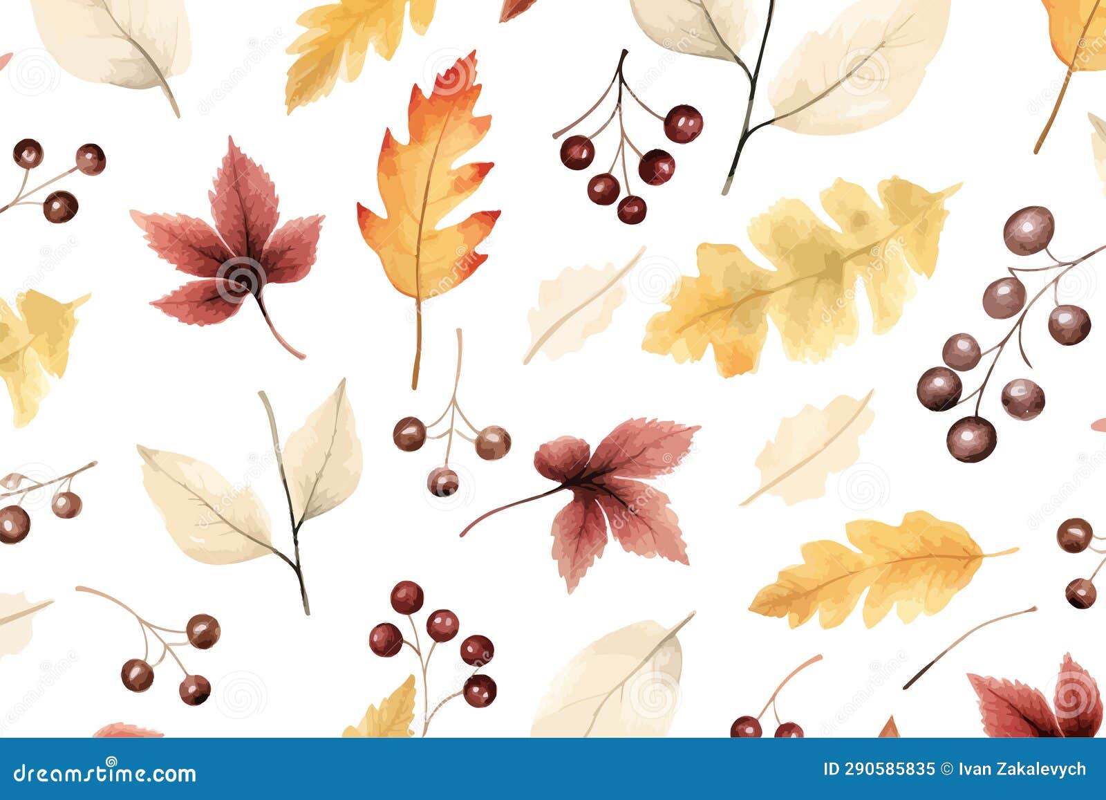 Fall Leave. Harvest Pattern. Watercolor Autumn Seamles Stock ...