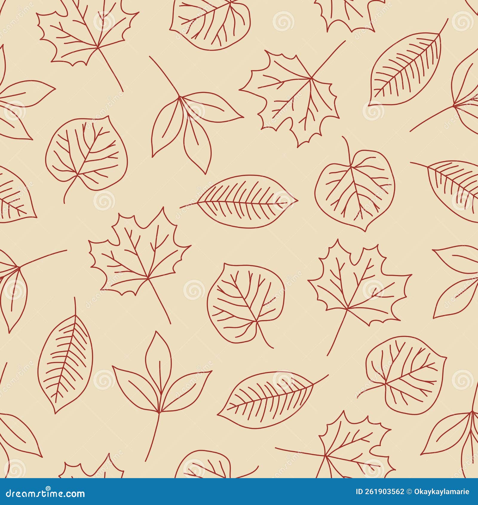 Outlines of Scattered Fall Leaves Surface Design Textiles Seamless ...