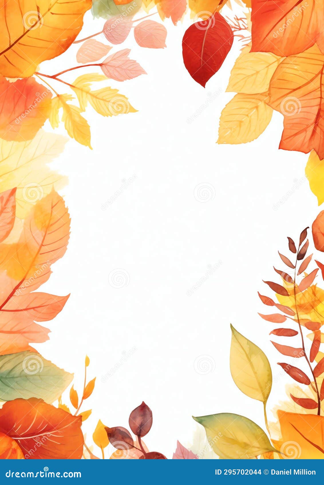 Fall Leaves Art Project Watercolor Border Frame Stock Illustration ...