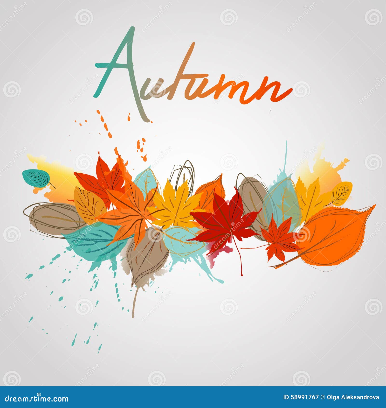 Fall Leaves with Color Splash Fall Stock Illustration - Illustration of ...