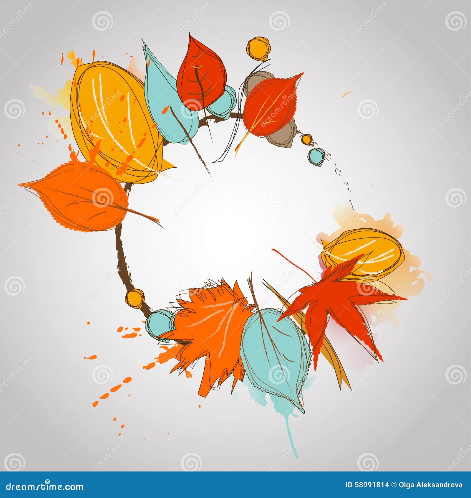 Fall Leaves with Color Splash Warm Color Stock Illustration ...