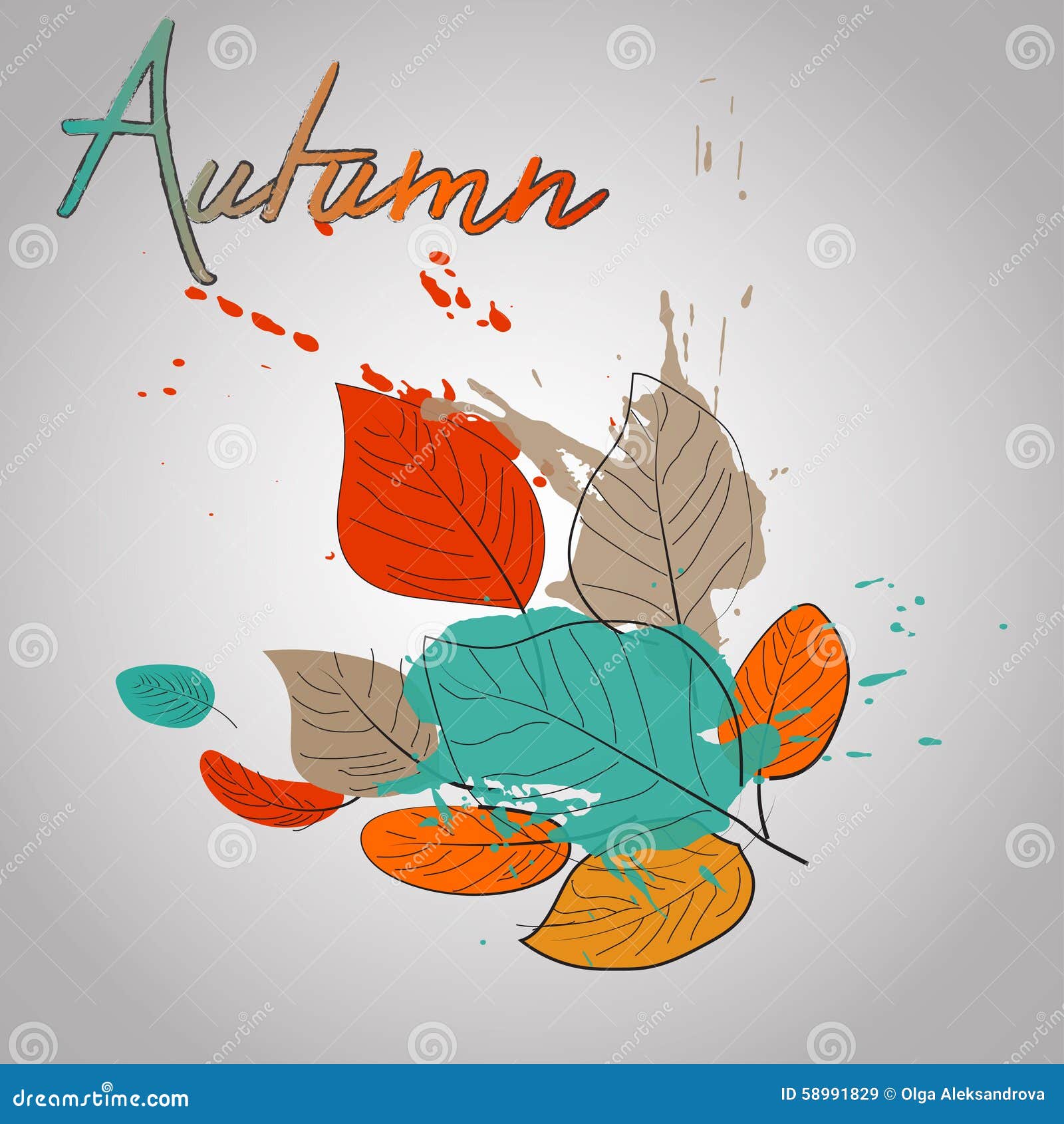 Fall Leaves with Color Splash Warm Fall Stock Illustration ...