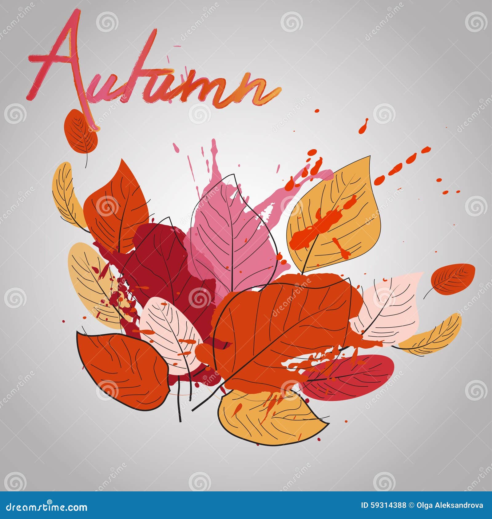 Fall Leaves with Color Splash Warm Fall Stock Illustration ...