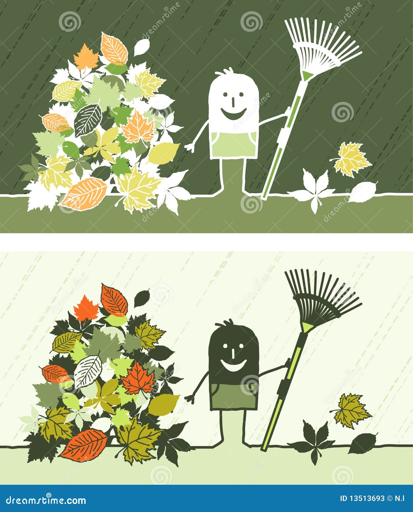 Fall Leaves Colored Cartoon Stock Vector - Illustration of working ...