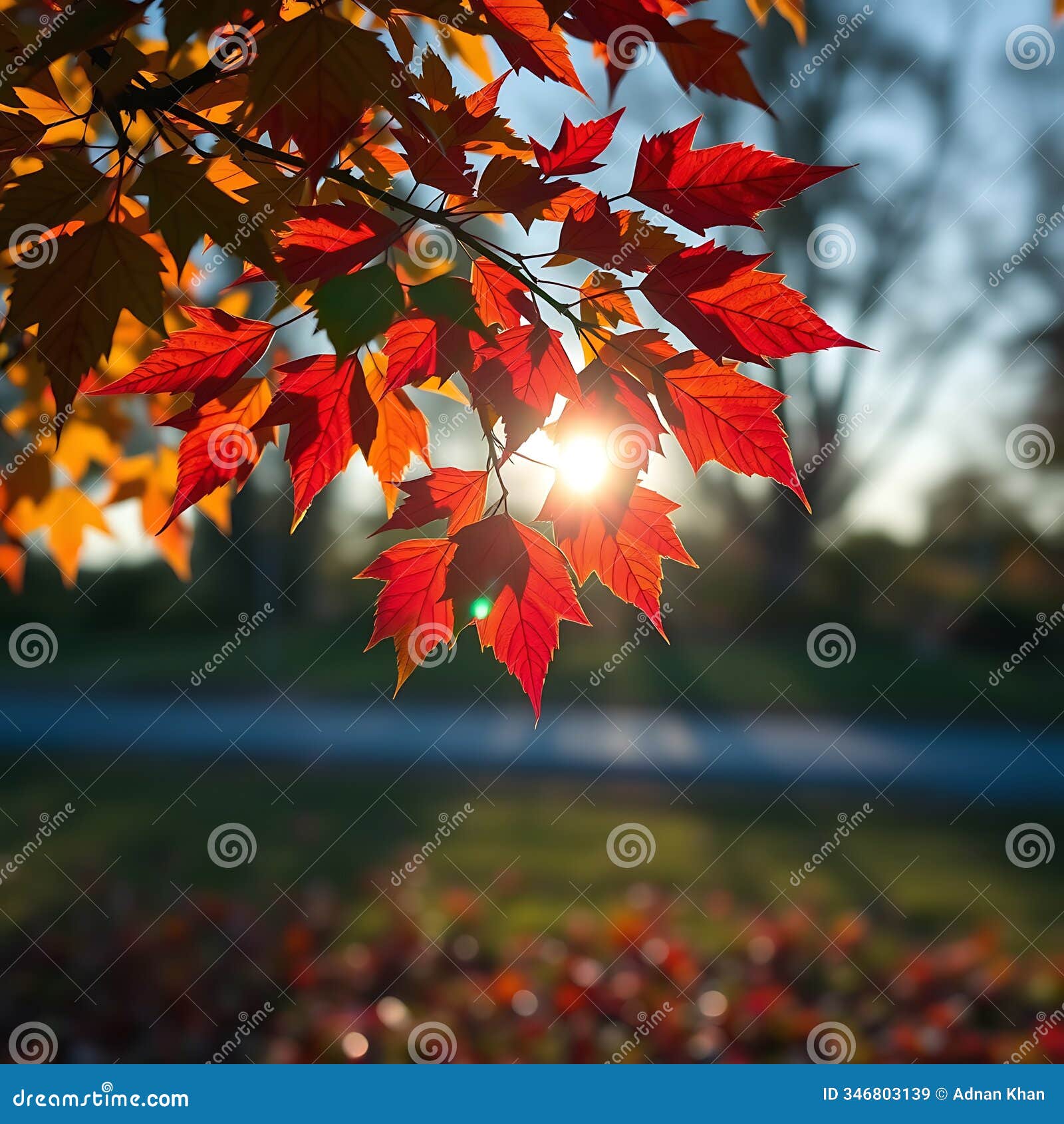 Fall Leaves in First Morning Light Stock Illustration - Illustration of ...
