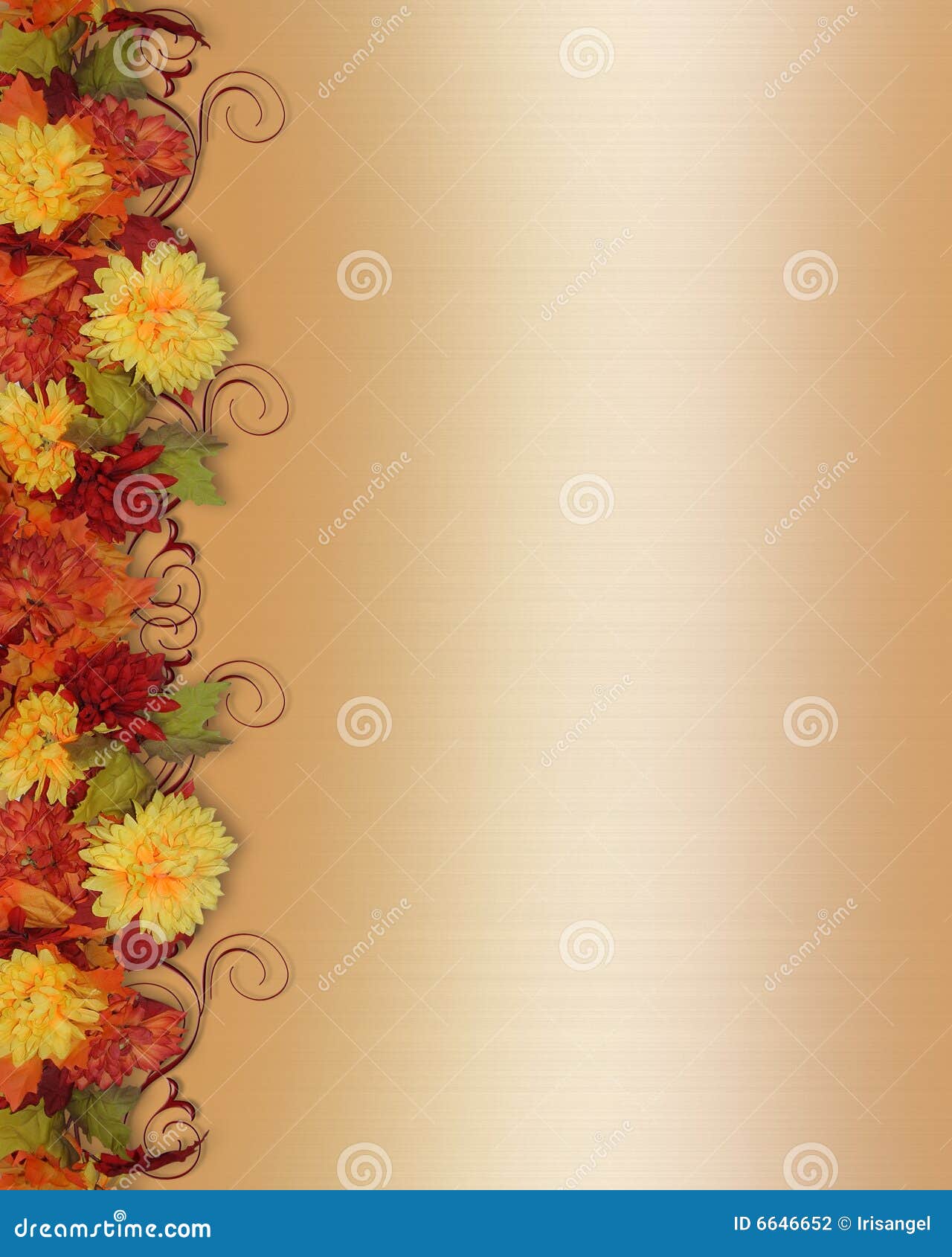 Fall Leaves And Flowers Border Stock Illustration - Image: 6646652