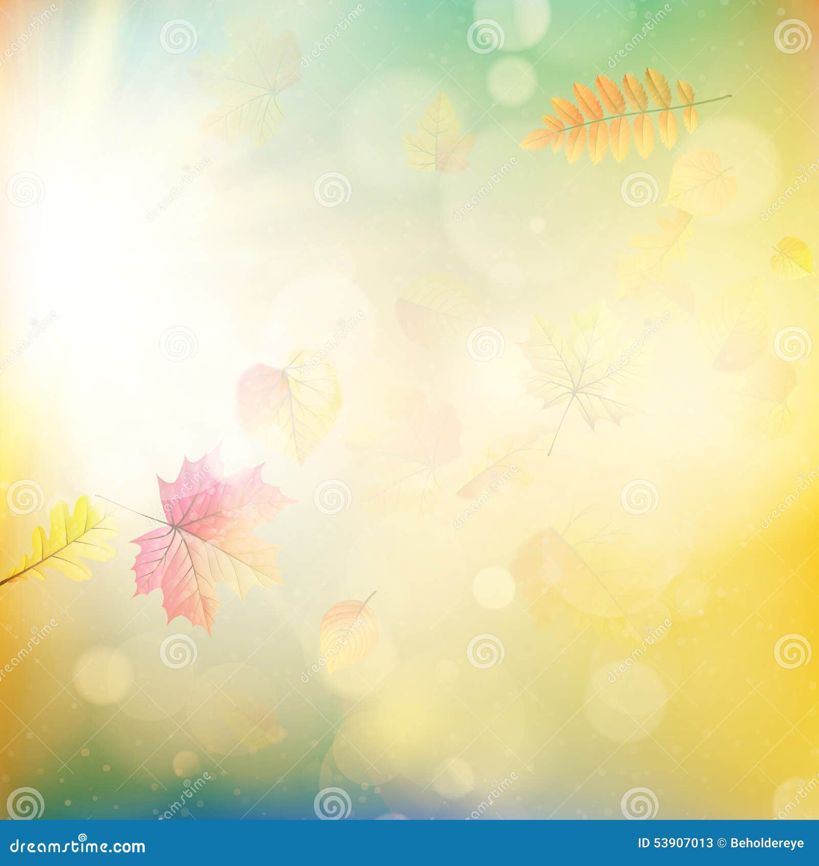 Fall Leaves and Light Burst. Stock Vector - Illustration of effect ...