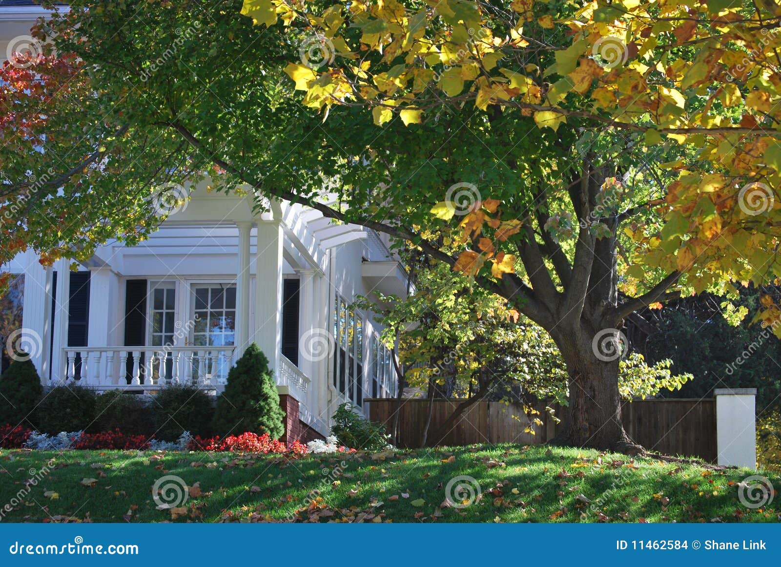 Fall Leaves Residential Home Stock Photo - Image of fall, landscape ...