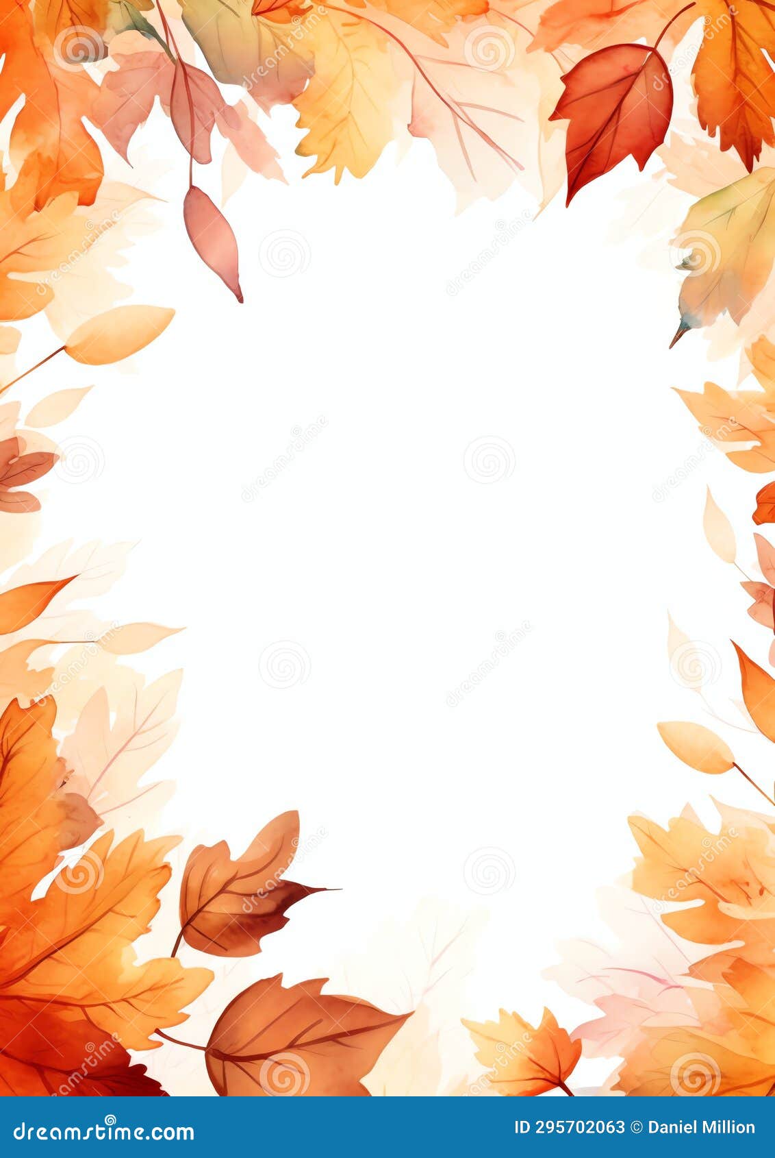 Fall Leaves Scattered on the Ground Watercolor Border Frame Stock ...