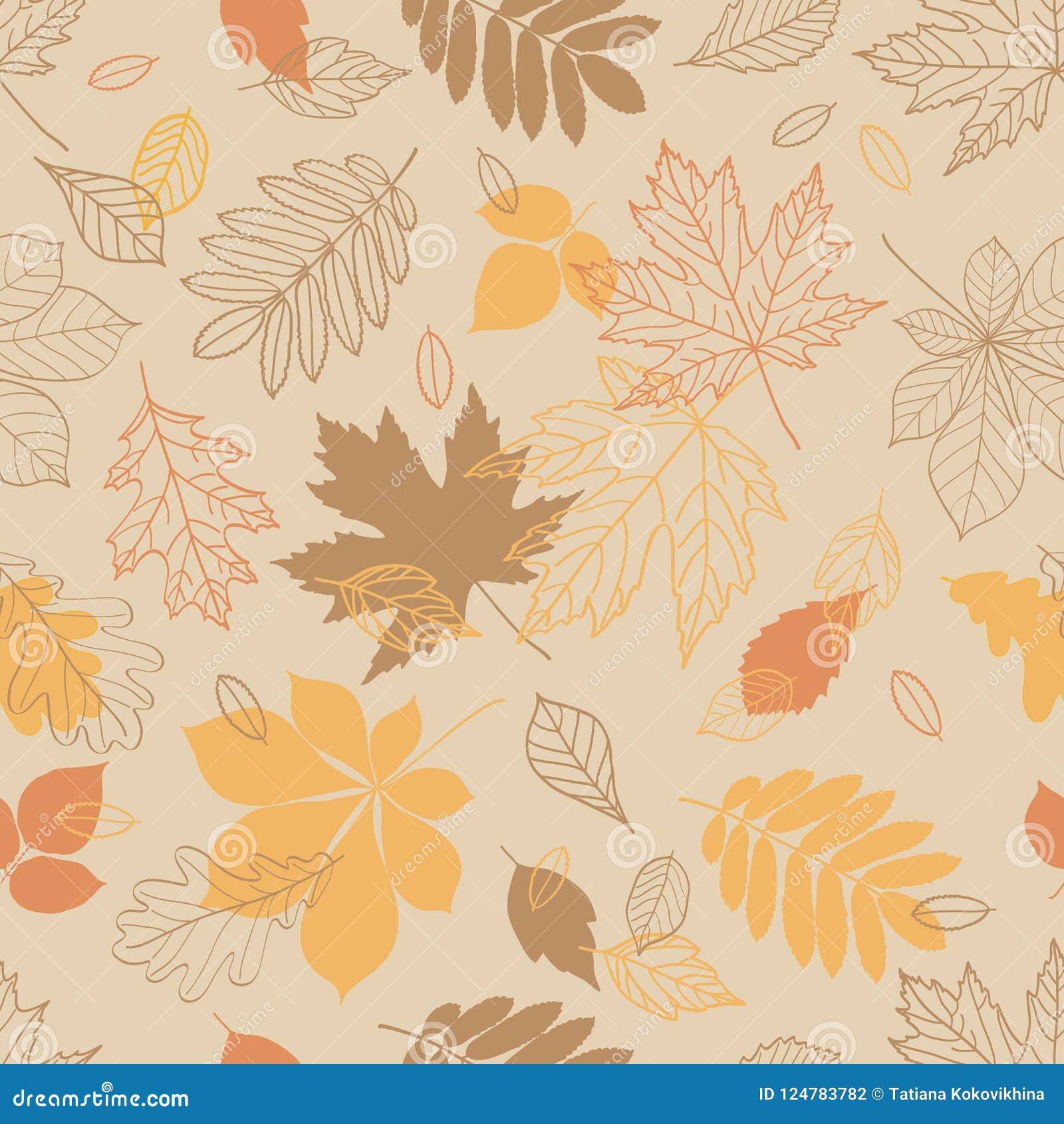 Fall of the Leaves. Seamless Pattern with Hand Drawn Leaves for Textile ...