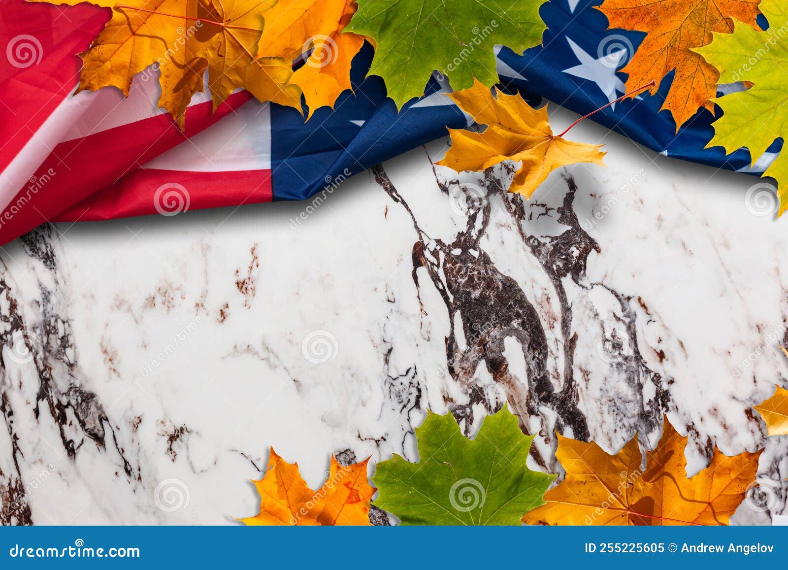 Fall Leaves Sit on on American Flag Stock Image - Image of star ...