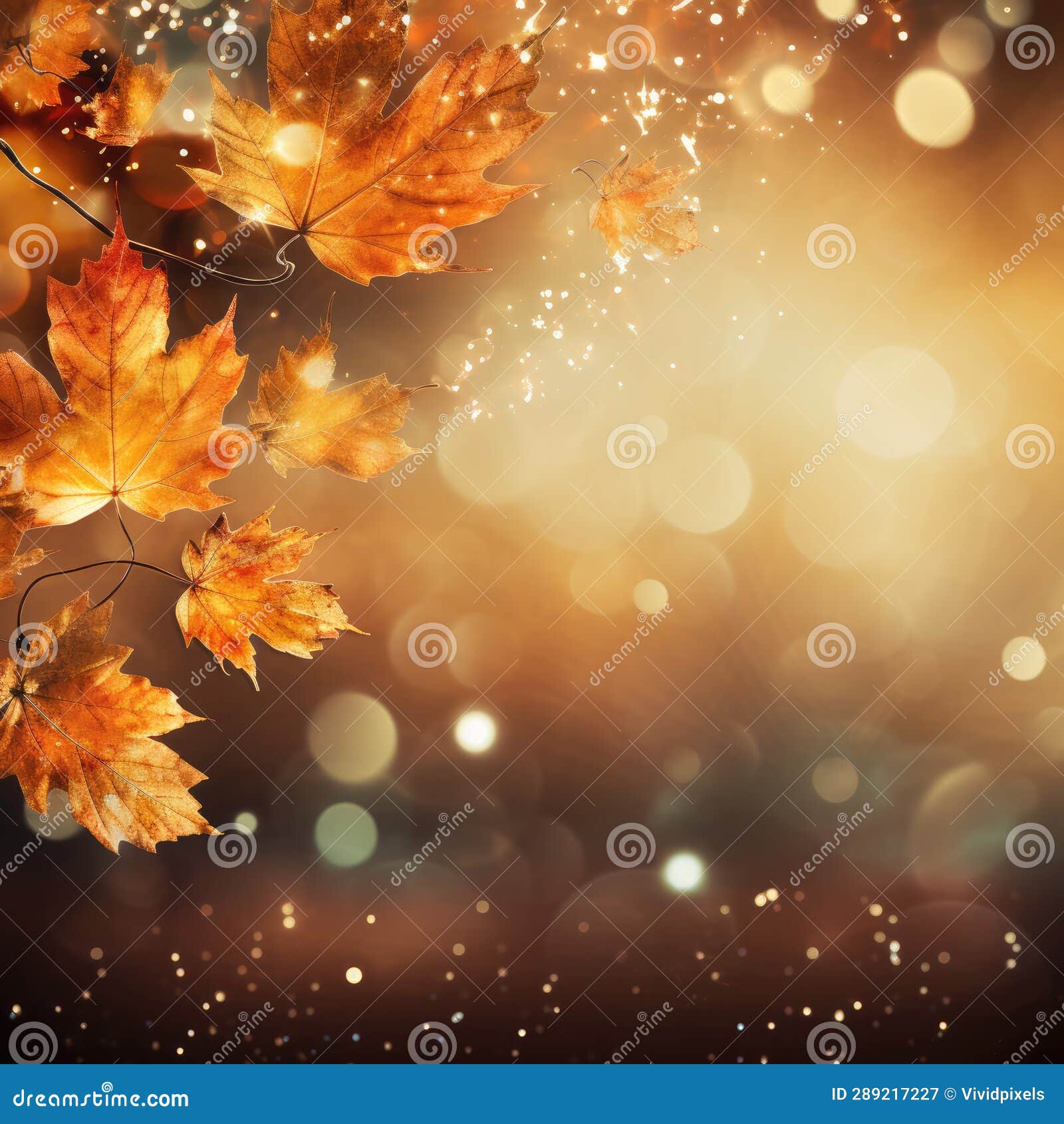Fall Leaves on a Sparkling Ethereal Background Stock Illustration ...