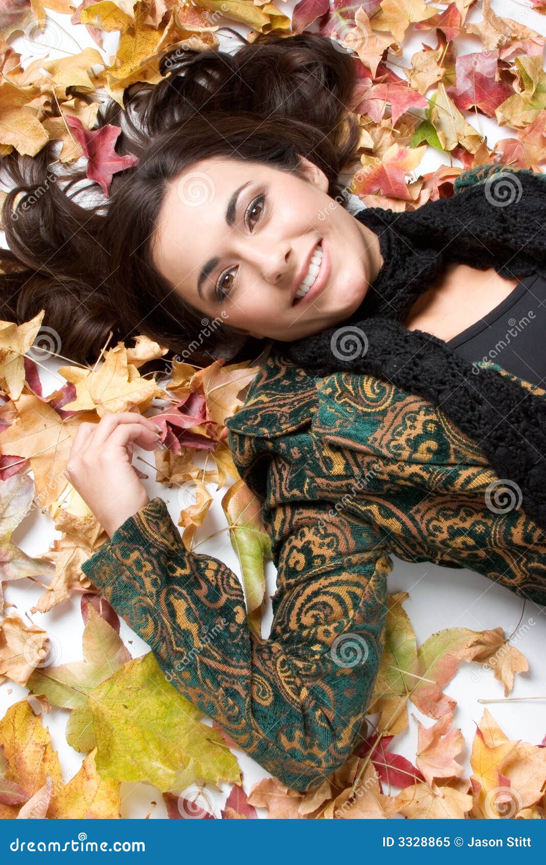 Fall Leaves Woman stock image. Image of fall, smile, smiling - 3328865