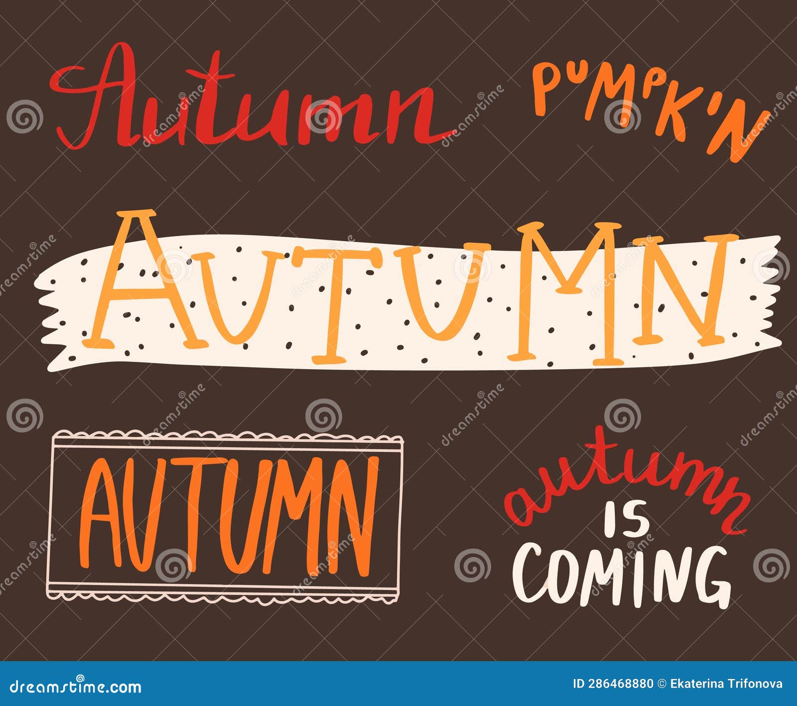 Fall Lettering Set, Autumn Decorative Lettering for Posters Stock ...