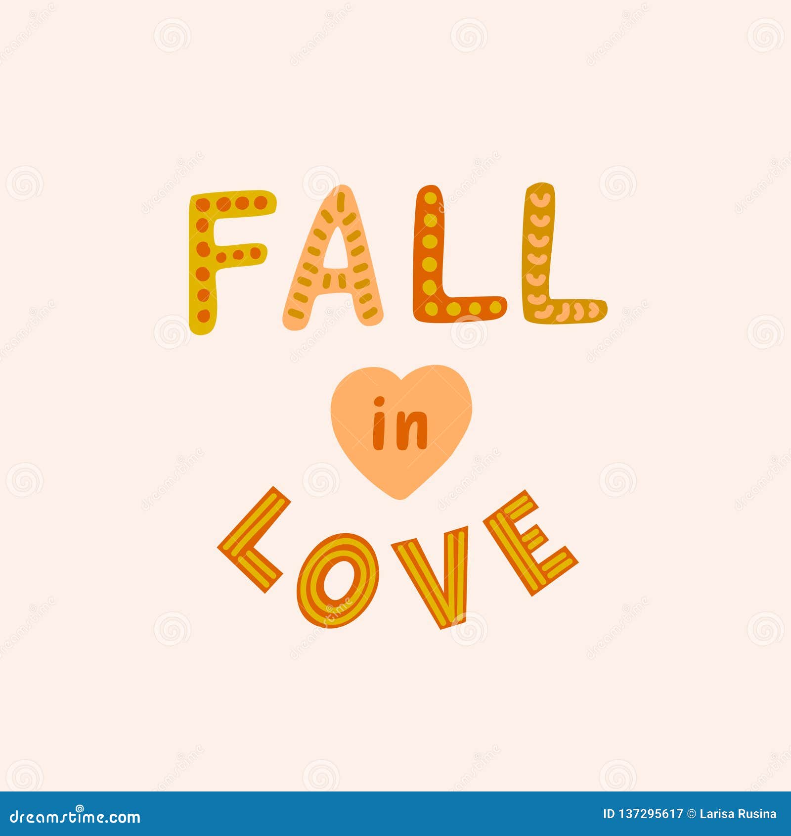 Fall in Love Hand Lettering Banner Stock Illustration - Illustration of ...