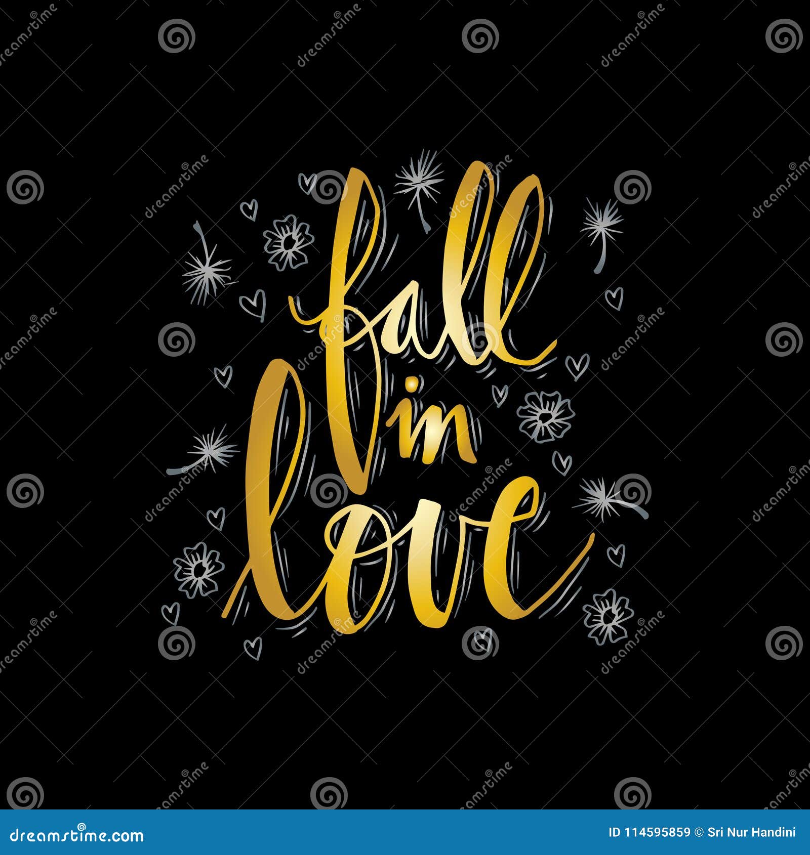 Fall in Love Hand Lettering Stock Illustration - Illustration of dating ...