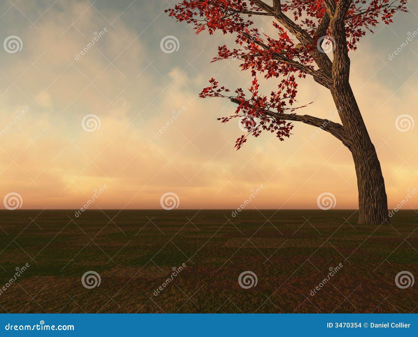 Fall Maple Tree on Horizon stock illustration. Illustration of haze ...