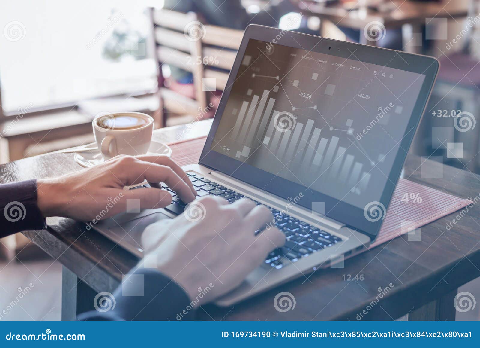 Fall Market Value through Graphics of an App on a Laptop Computer ...